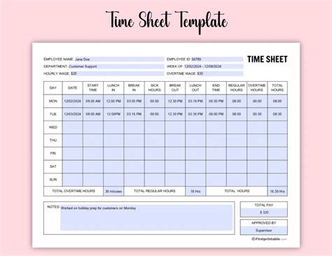 Free Timesheet Templates Daily Weekly Monthly