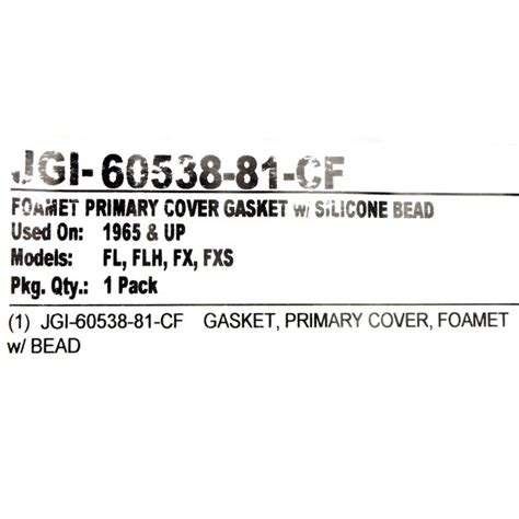 Genuine James Foamet Primary Cover Wbead Gasket Jgi 60538 81 Cf For