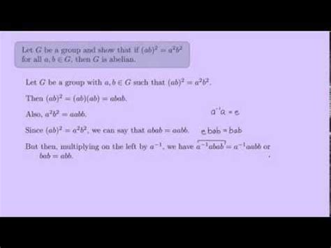Abstract Algebra 1 Basic Group Proof 1 YouTube