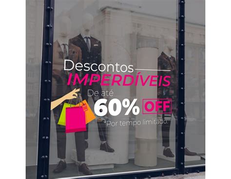 Adesivo Para Vitrine Descontos Imperdíveis de até 60 OFF KRadesivos