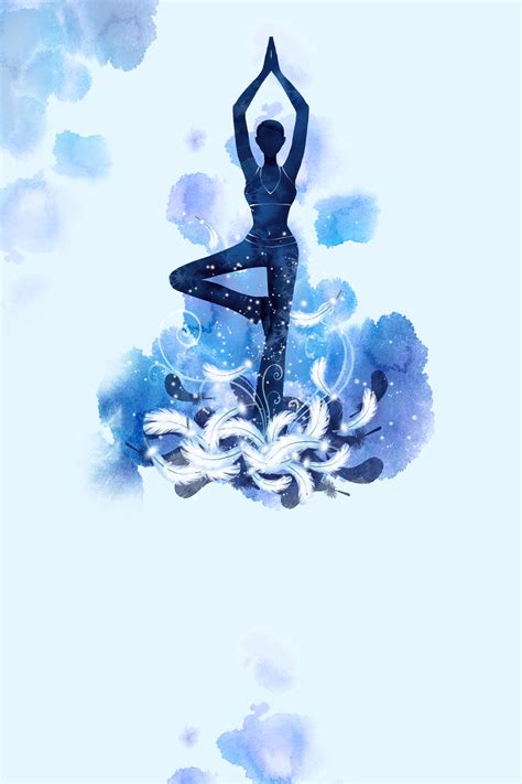 高清瑜伽文化海报背景卡通手绘JPG PSD素材免费下载 墨鱼部落格