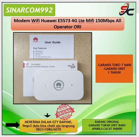 Jual Modem Wifi Huawei E5573 4G Lte Mifi 150Mbps All Operator ORI Di Seller Retail Indo Global