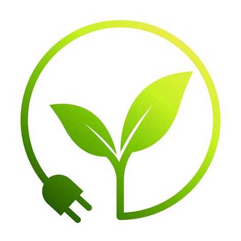 Eco Green Electric Plug With Leaves Icon Vector Save Energy With