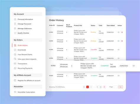 Ecommerce Order History Web App Ui By Vinod Kumar Palli On Dribbble