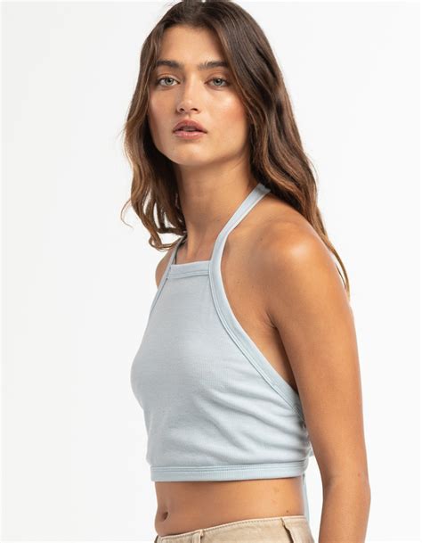 Heart And Hips Womens Halter Crop Top Dusty Blue Tillys