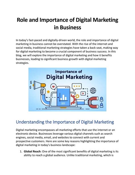 Role And Importance Of Digital Marketing In Businessdocx