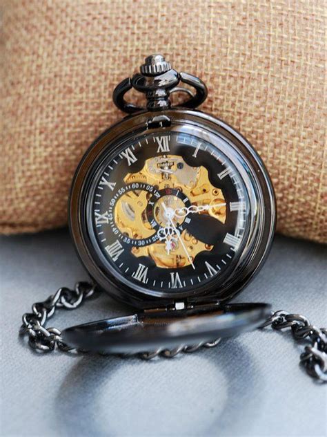 Zwarte Gepersonaliseerde Heren Zakhorloge Mechanisch Zakhorloge Steampunk Zakhorloge