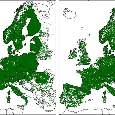 Spatial Distribution Of All The Tree Species Occurrences Left Panel