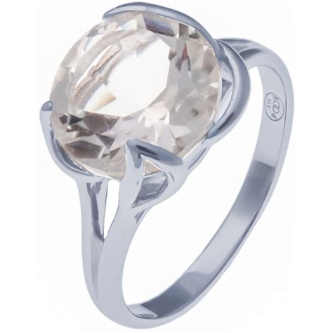 Bague en argent rhodié g cristal de roche carats T à Les Perles de Vénus