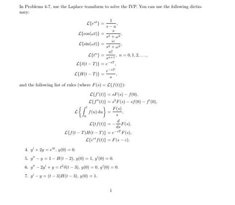 Solved In Problems 4 7 Use The Laplace Transform To Solve Chegg Com
