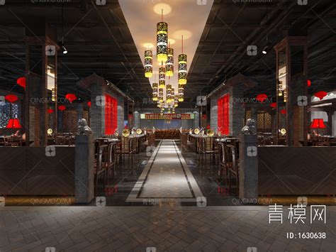 【火锅店3d模型】 Vr新中式有灯光有贴图max2016火锅店3d模型下载 Id1630638 免费3dmax模型库 青模3d模型网