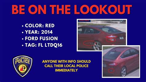 Fort Lauderdale Police Seek Publics Help In Locating Vehicle Linked To