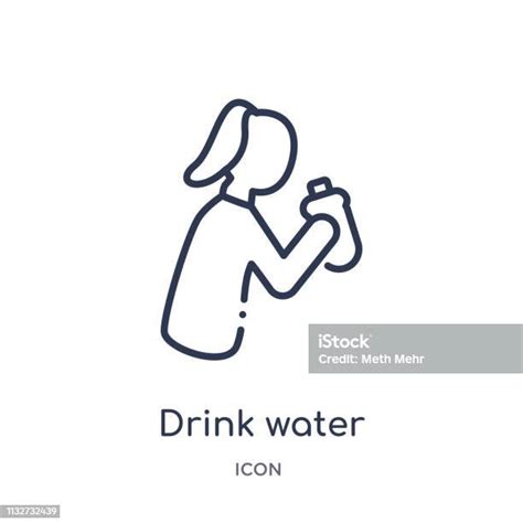 음식 개요 컬렉션에서 선형 음료 물 아이콘입니다 얇은 라인 음료 물 아이콘 흰색 배경에 고립입니다 음료 물 유행 그림 날씬한에