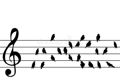 Note De Musique Avec Le Chant D oiseaux De Bande Dessinée Illustration de Vecteur Illustration