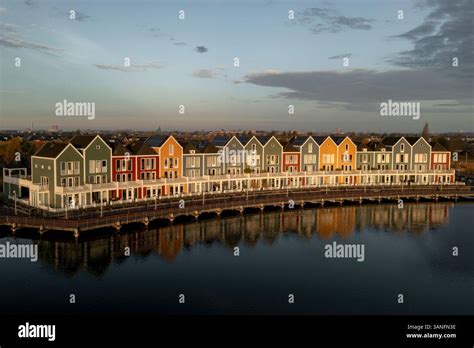 Aerial View Of Rainbow Houses Of Rietplas Houten Utrecht The