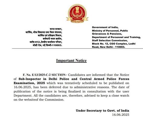 SSC CPO 2025 Delhi Police CAPF SI Recruitment Notification 2025