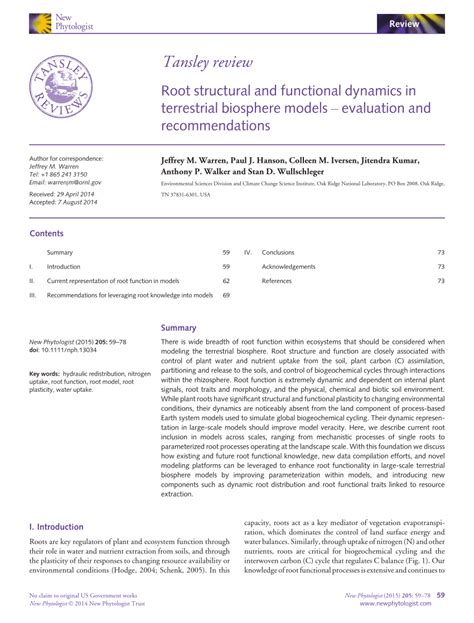 Pdf Root Structural And Functional Dynamics In Terrestrial Biosphere