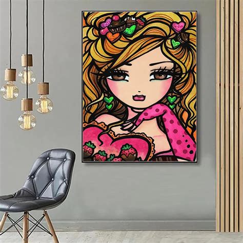 5D DIY Dos Desenhos Animados Diamante Mosaico Arte Imagem Big Eyed Menina Diamante Imagem Cabelo