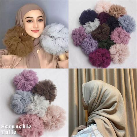 Jual IKAT RAMBUT CEMOL CEPOL ANTI PUSING SCRUNCHIE BAHAN TILE UKURAN JUMBO Shopee Indonesia