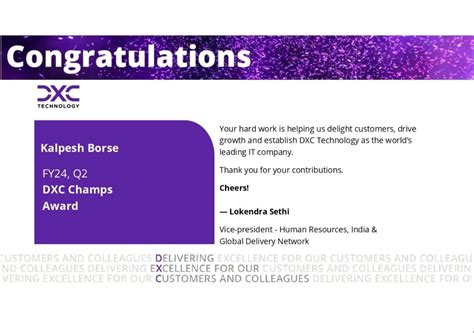 Kalpesh Borse On Linkedin Dxctechnology Champaward Grateful