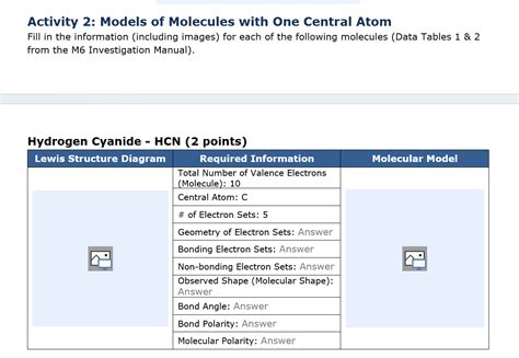 Solved Activity 2 Models Of Molecules With One Central Atom
