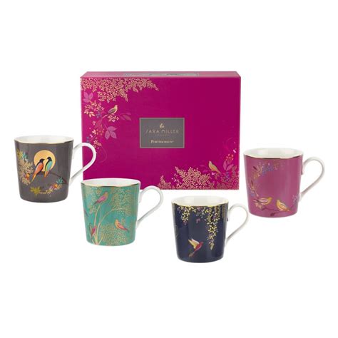 Sara Miller London Portmeirion Chelsea Set Of 4 Assorted Mugs Portmeirion