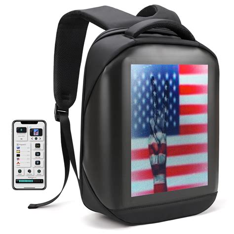 Raoaoqoon Led Backpack With Programmable Screen Hd Color Screen App Control 17 Inches Laptop