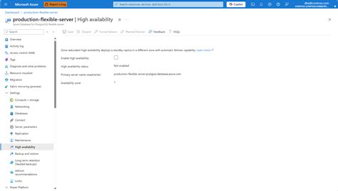 Configure High Availability Azure Database For Postgresql Flexible