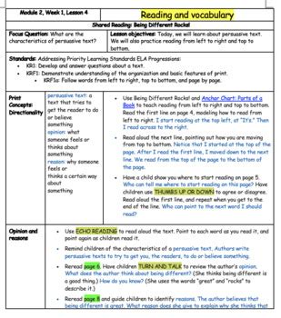 HMH Into Reading Grade K Reading Writing Workshop Lesson Plans Module 2