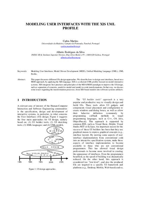 pdf modeling user interfaces with the xis uml profile