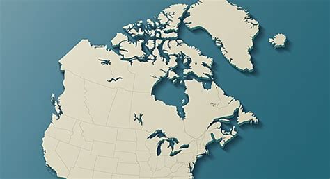 3d Map Of North America Canada Usa And Greenland Background Continent