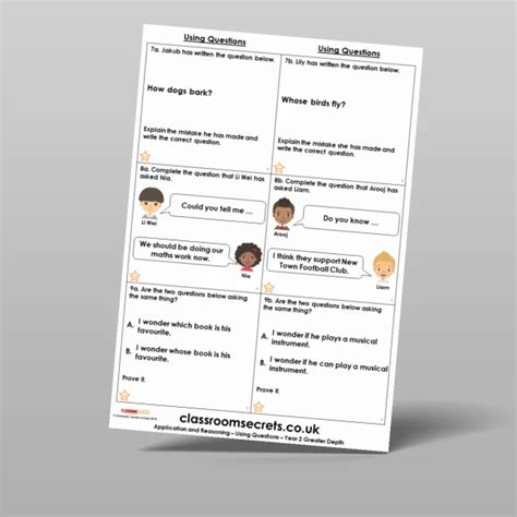 Year 2 Using Questions Application And Reasoning Resource Classroom Secrets