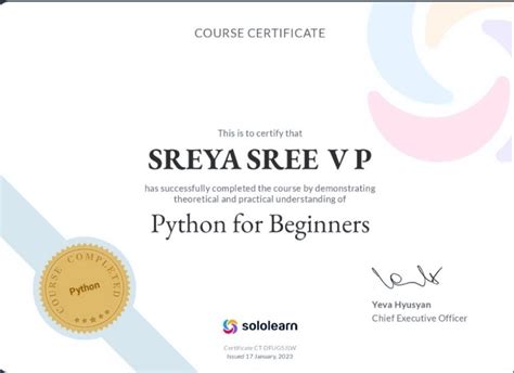 Sreya Sree On Linkedin Hello All Im Happy To Share That Ive Completed A Course Python For