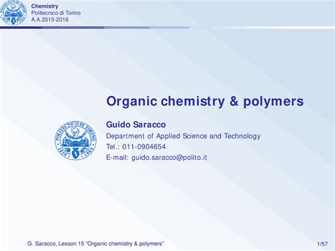 Organic Chemistry And Polymers Docsity