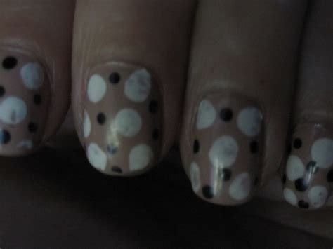 Nudewhiteblack Polka Dots Nail Arts Nails Polka Dots Nude Nail