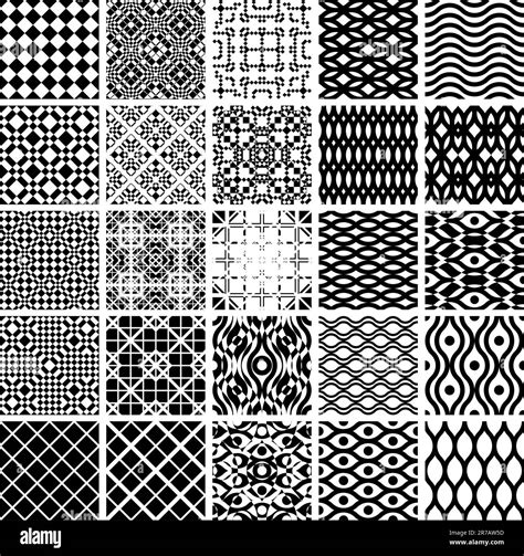 Set Of Monochrome Geometric Seamless Patterns Vector Backgrounds Collection Stock Vector Image