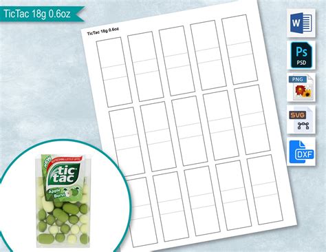 Tic Tac 06oz 18g Blank Wrapper Template Tictac Sticker Etsy