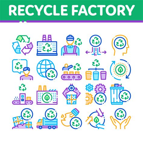 Recycle Factory Ecology Industry Icons Set Vector 17593843 Vector Art At Vecteezy