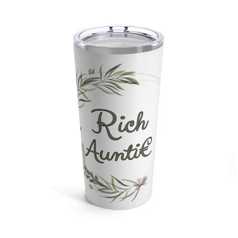 Rich Auntie White Tumbler 20oz Wealthy Ladies Money Dollar Euro Yen