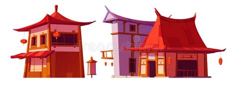 Asian Architecture Traditional Chinese Houses Stock Vector