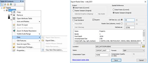 cómo exportar secciones de ráster en arcgis tyc gis