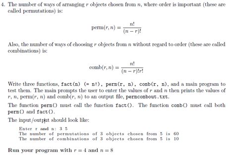 solved 4 the number of ways of arranging r objects chosen
