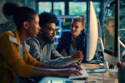 Premium Photo Professionals Collaborate In Office To Develop