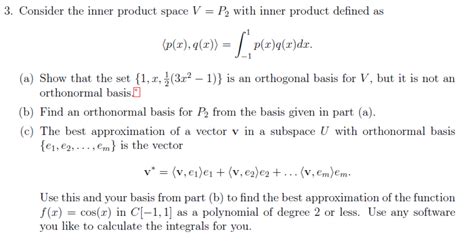solved 3 consider the inner product space v p2 with inner