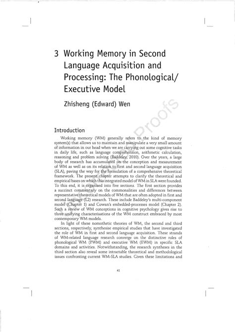 Pdf Working Memory In Second Language Acquisition And Processing The