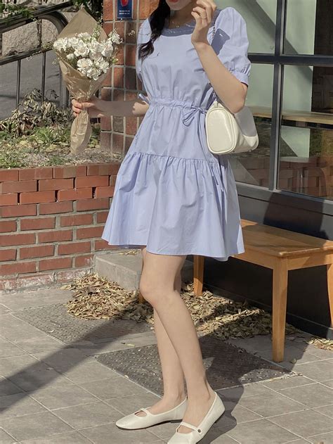 루엣 🫰반팔추가 Made 솔티 허리 스트링 퍼프 캉캉 긴팔 반팔 미니 원피스