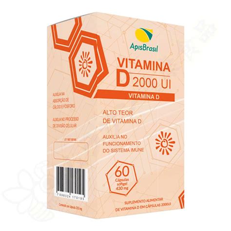 Vitamina D 2000 Ui 430mg Softgel C60 Apis Brasil Murasan Produtos