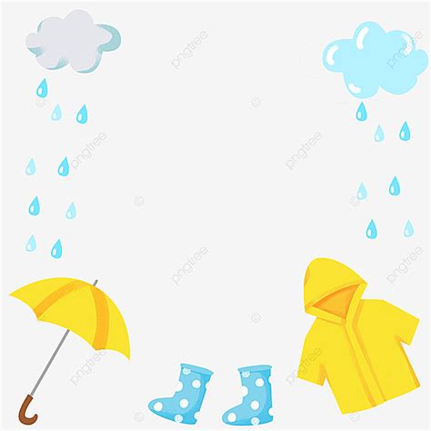 손으로 그린 비오는 날 우산 일러스트 비옷 장식 테두리 장마 비 먹구름 Png 일러스트 및 Psd 이미지 무료 다운로드 Pngtree