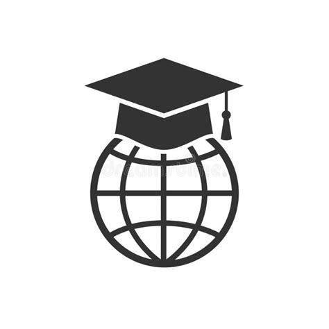 E Learning Concept Icon Graduation Cap With Globe Symbol Flat Vector Icon Stock Vector