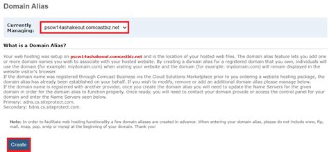 Domain Name Alias Comcast Web Hosting